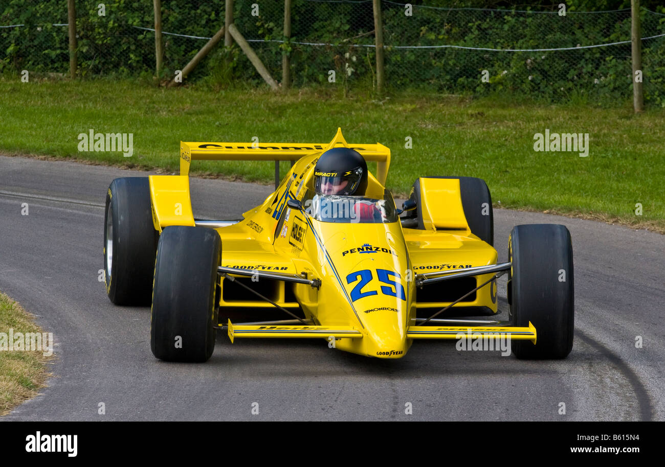 1986 March-Cosworth 86C Indy car with driver Tom Sneva at Goodwood ...