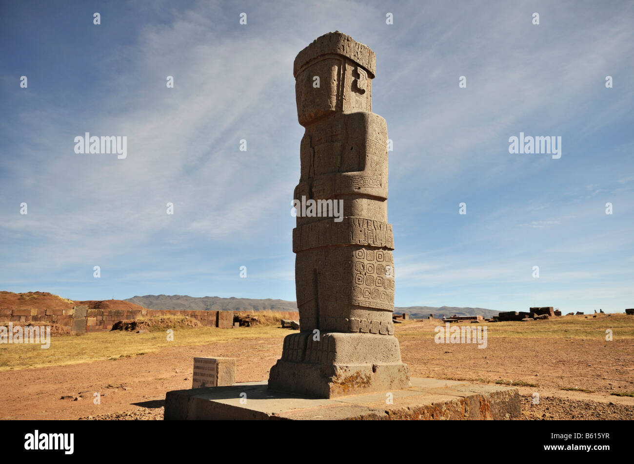 Monolith in the Temple of Kalasasaya at Tihuanaku, UNESCO World ...
