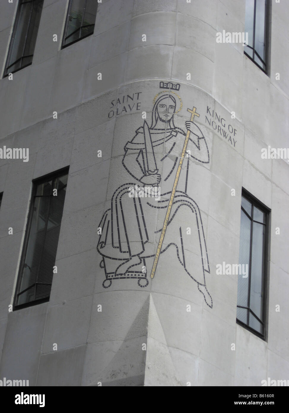 Exterior of St Olave's House with motif of King of Norway Stock Photo ...