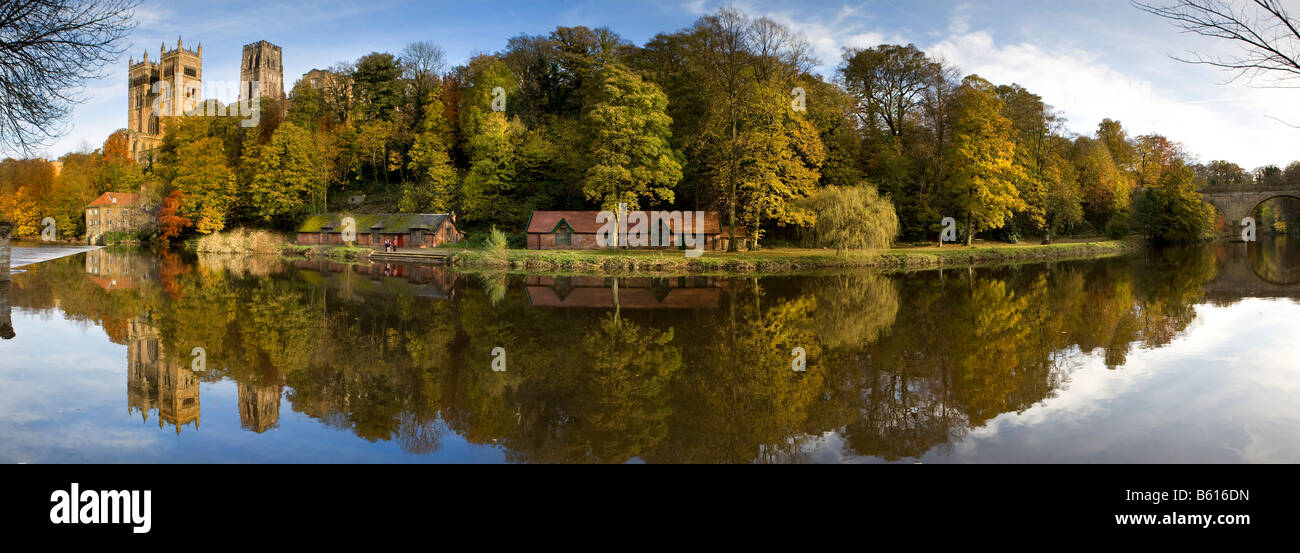 Panorama of Durham Cathedral and River Wear, Durham City. UK Stock ...