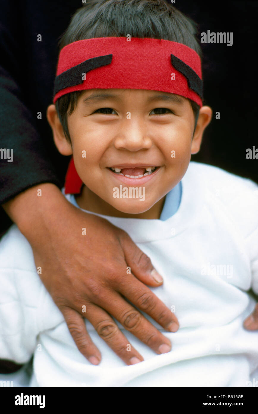 Portrait of a Happy Young Native American Heiltsuk Indian Boy with ...
