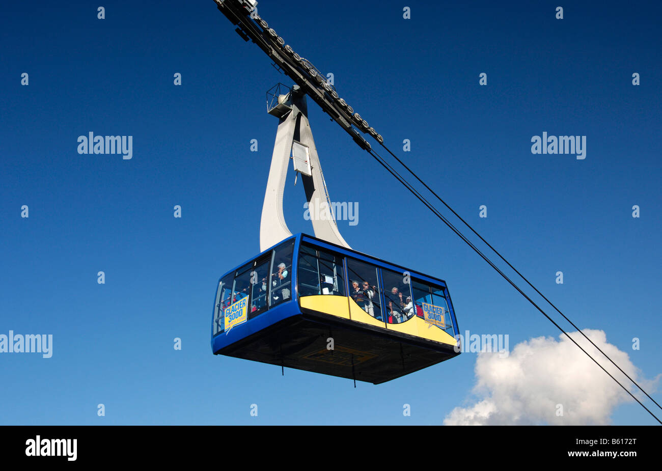 Gondola of the aerial cableway Col du Pillon - Scex Rouge on the Col du ...