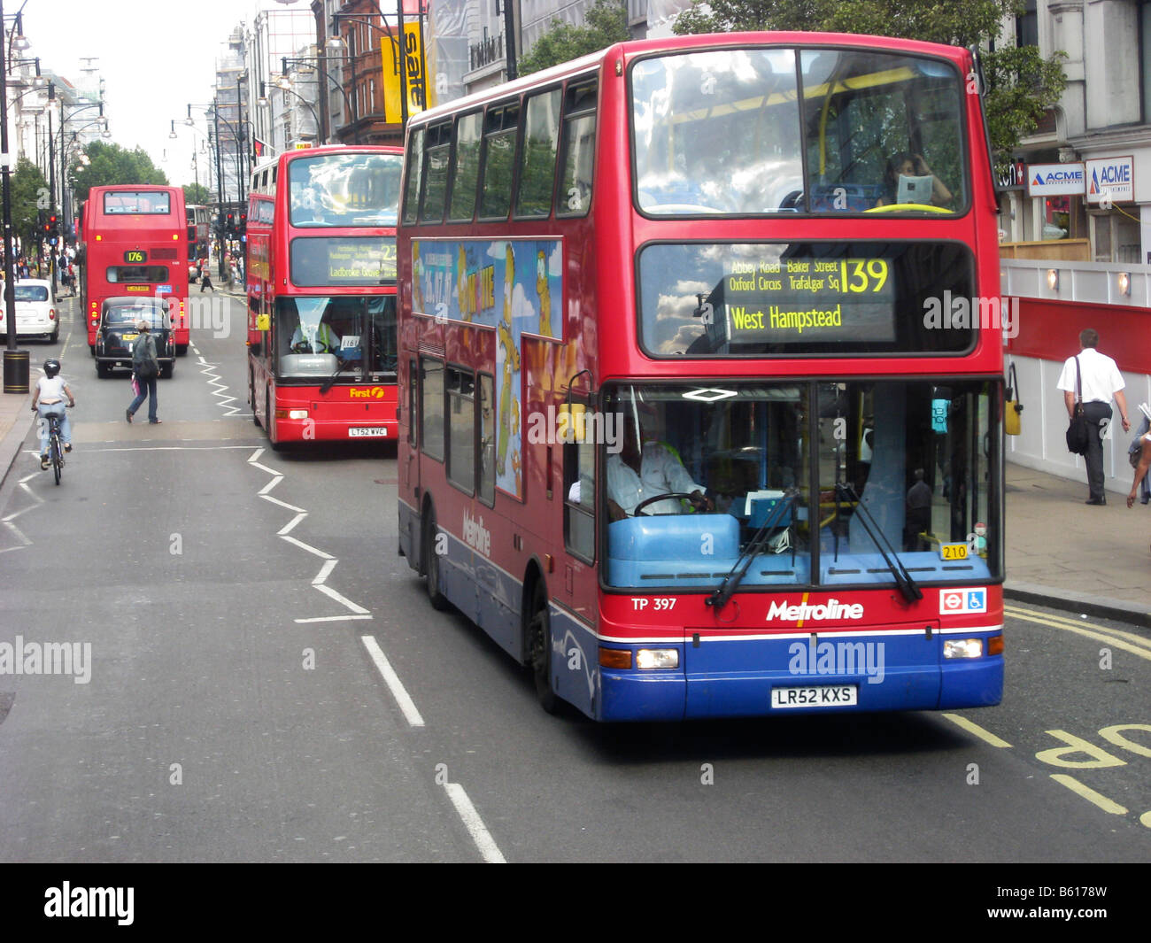 red london buses in Oxford Street GB UK Stock Photo - Alamy