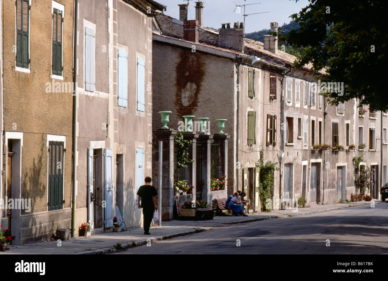 Street scene in Luc en Diois in the Drome valley Northern Provence ...