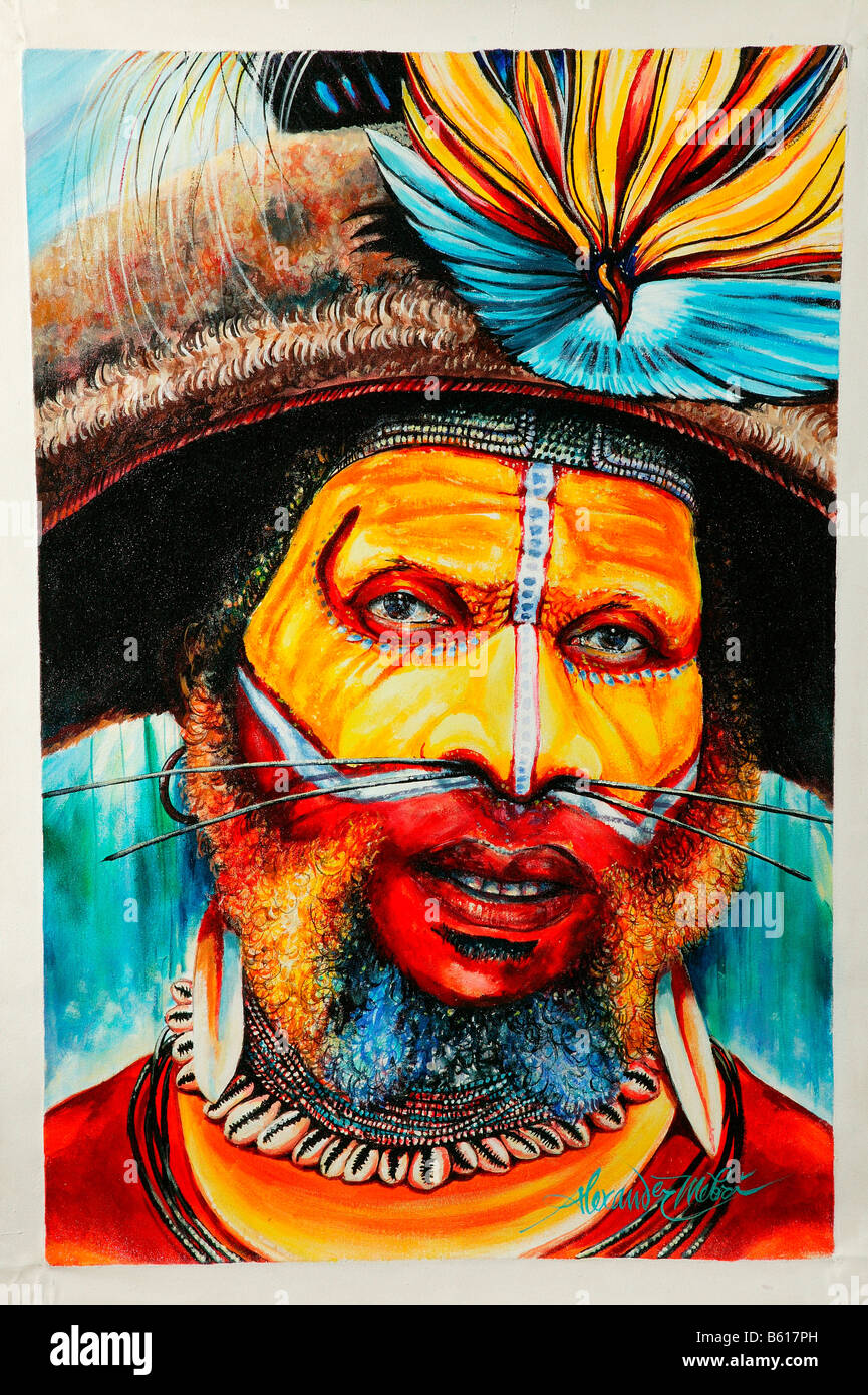 Painting by Alexander Mebu, Port Moresby, Papua New Guinea, Melanesia ...