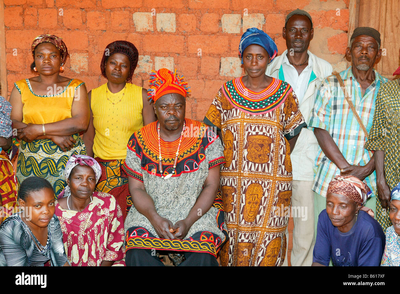 Clan chief surrounded by his family, Bamenda, Cameroon, Africa Stock ...