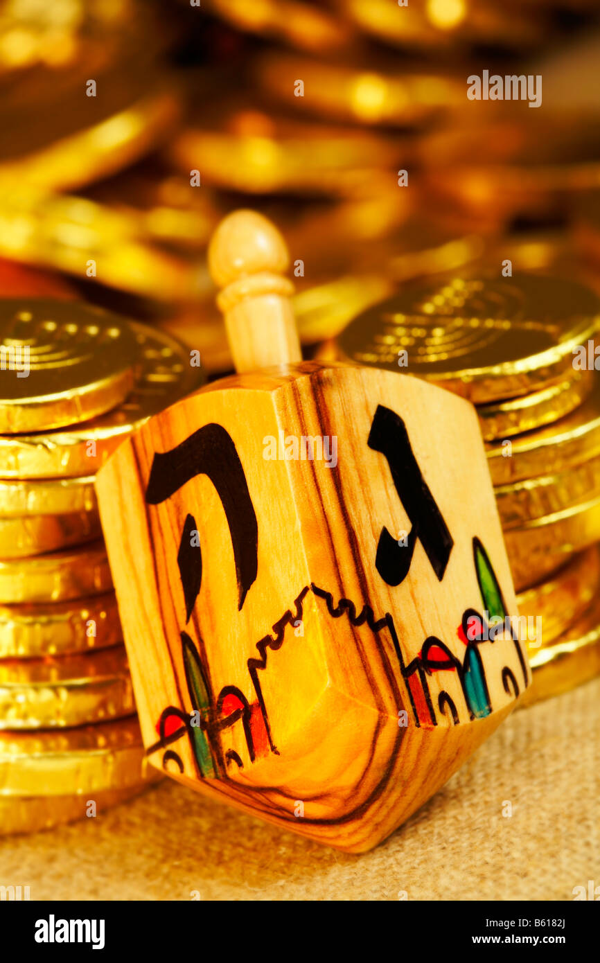 Jewish Olive Wood Dreidel Dreydles with Hanukkah Chanukah chocolate ...