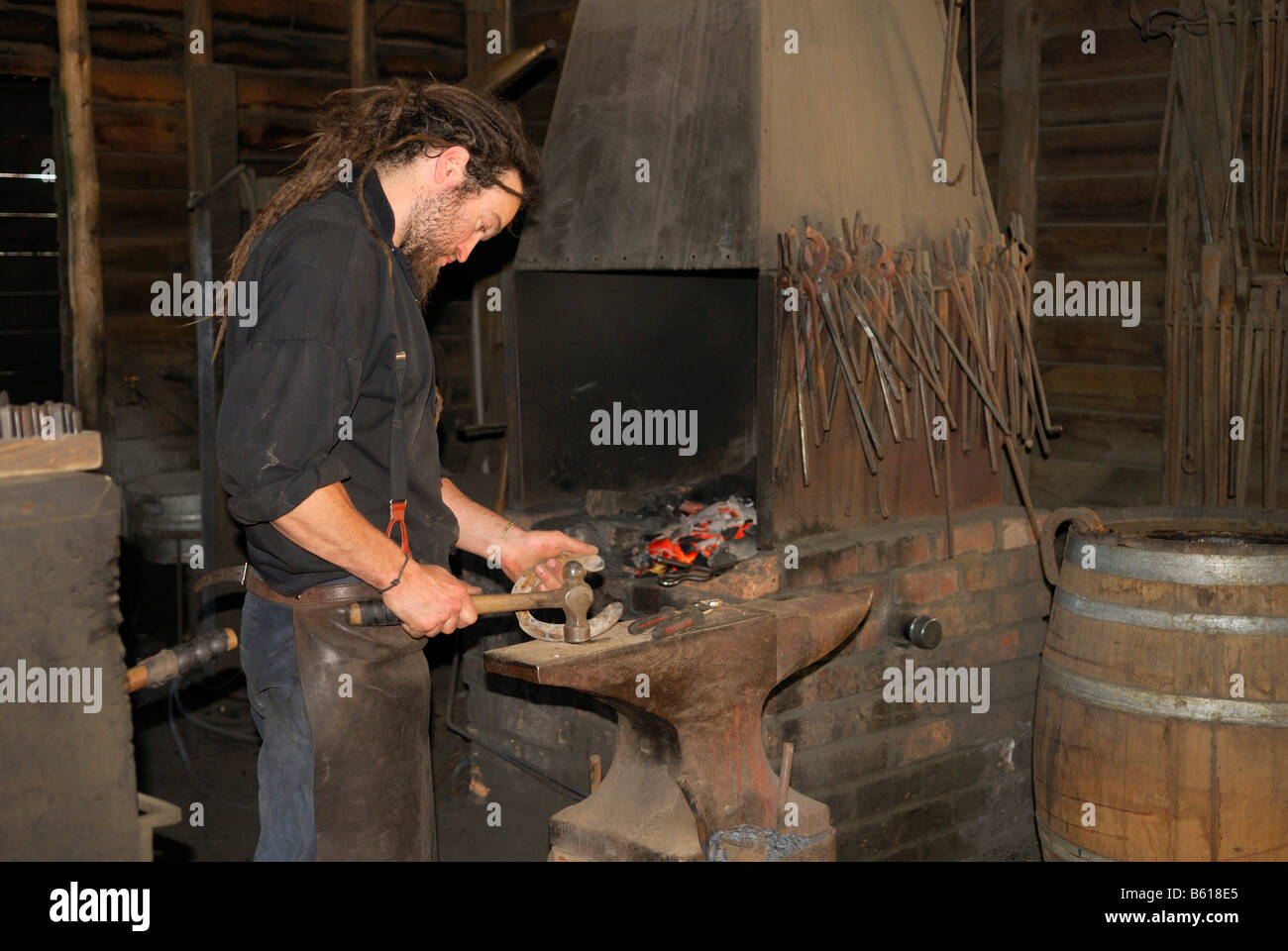 Blacksmith working, gold mining town of Ballarat, museum town, Victoria ...