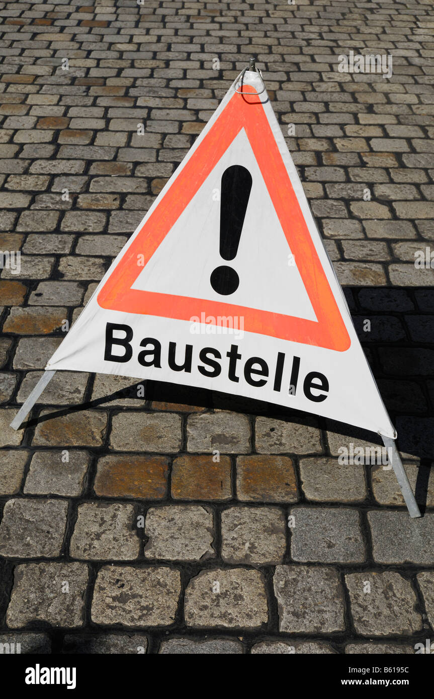 Building site warning sign Stock Photo - Alamy
