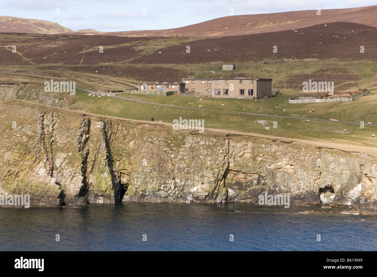 The old Fair Isle Bird Observatory building, demolished in 2009, click ...