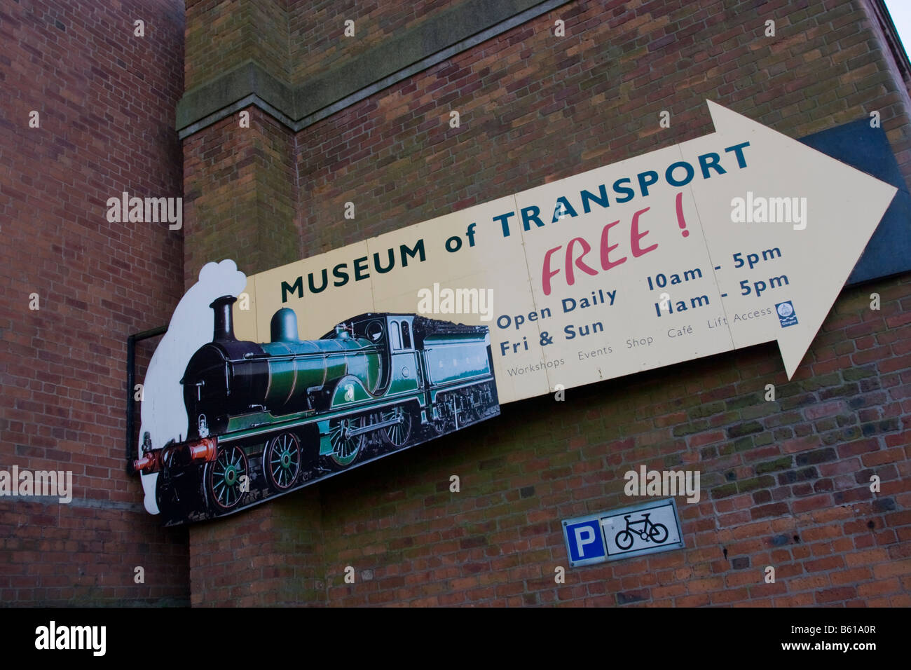 Direction sign to Museum of Transport Glasgow Scotland GB UK Stock ...