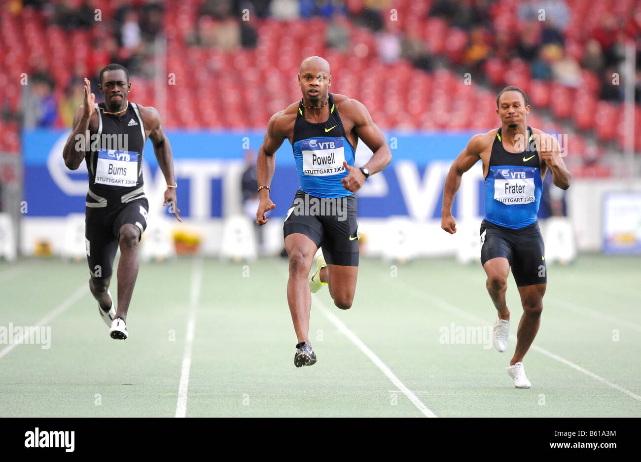 Asafa POWELL, JAM, first place 100m Sprint, at left, then Marc BURNS ...