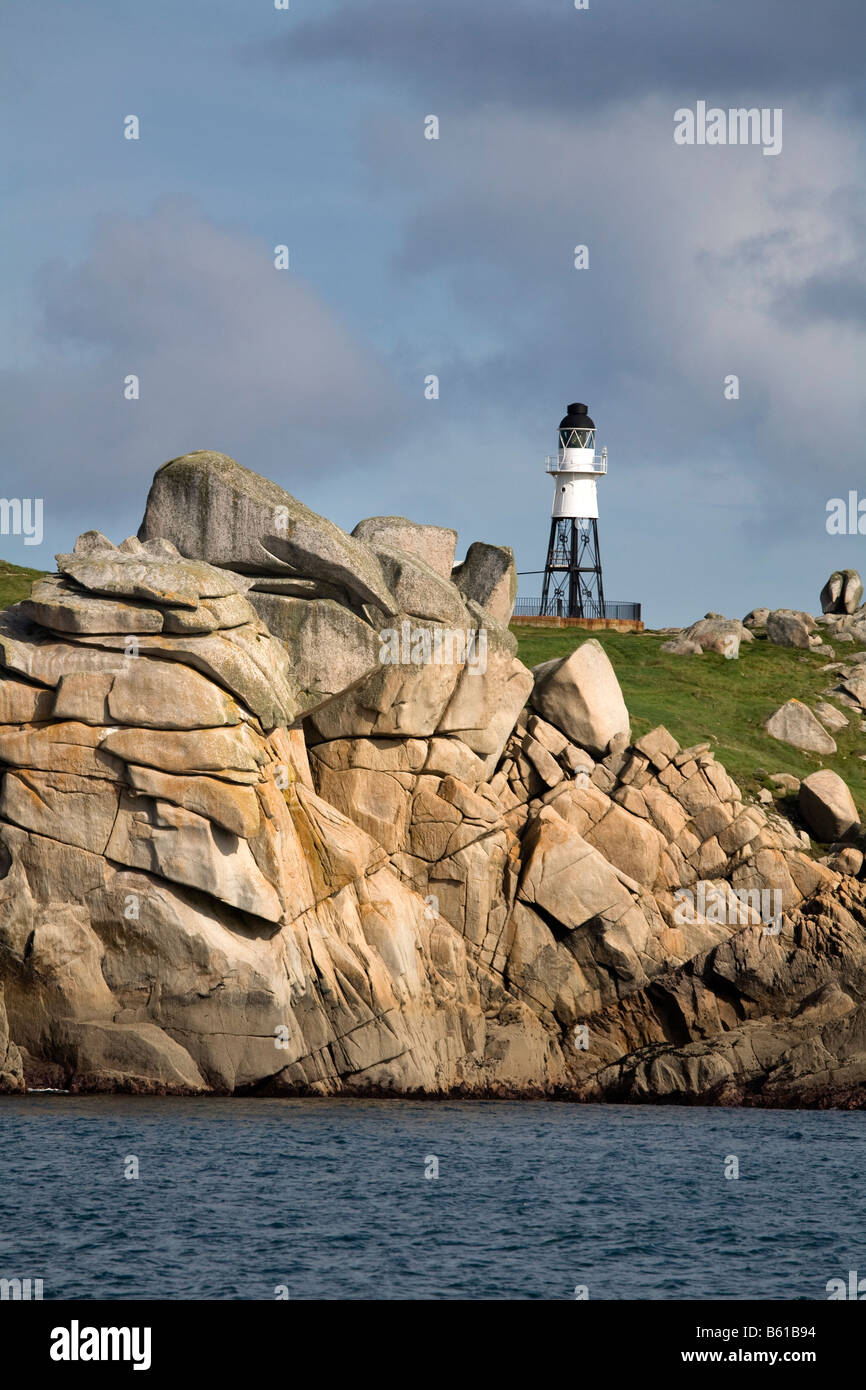 peninnis head lighthouse from the sea st marys Isles of Scilly Stock ...
