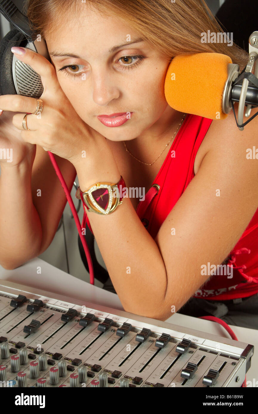 The leader of studio of broadcasting popular FM radio programs Stock ...