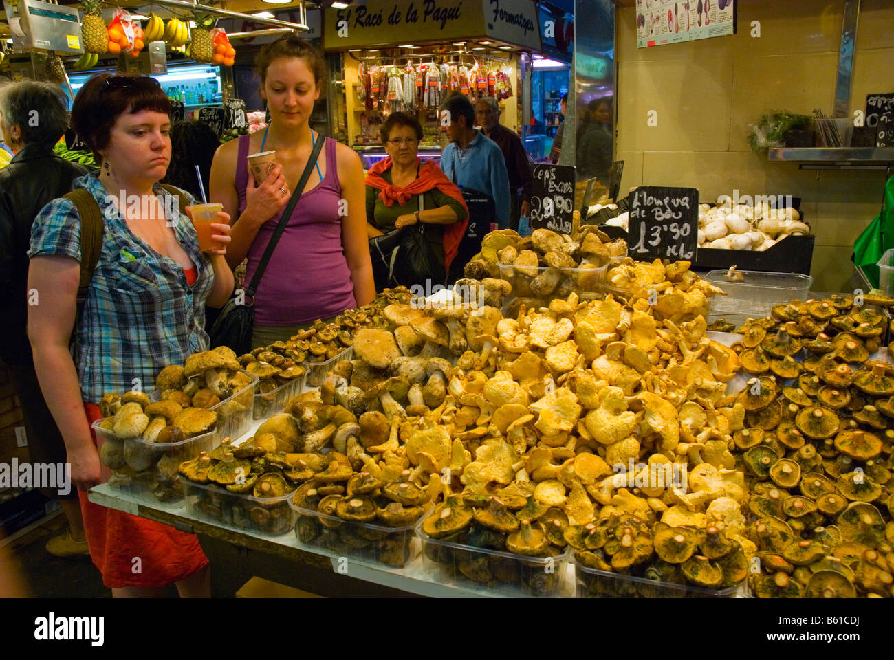 Mushroom stall at La Boqueria market in Barcelona Spain Europe Stock ...