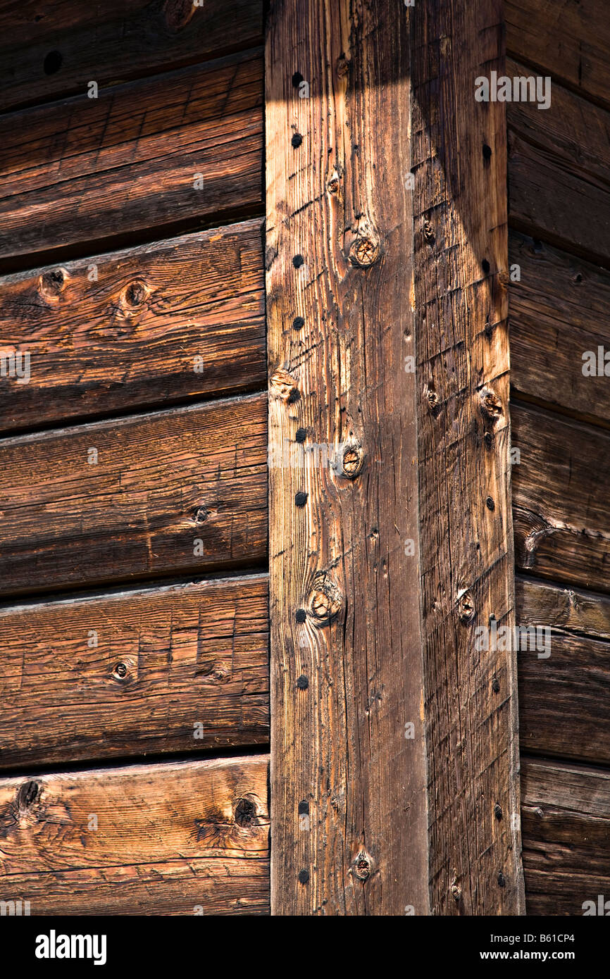 Corner of timber construction building British Columbia Canada Stock ...