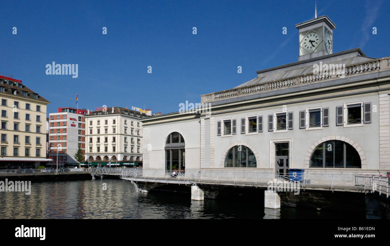Arcade d'information on the Pont de la Machine, Geneva, Switzerland ...