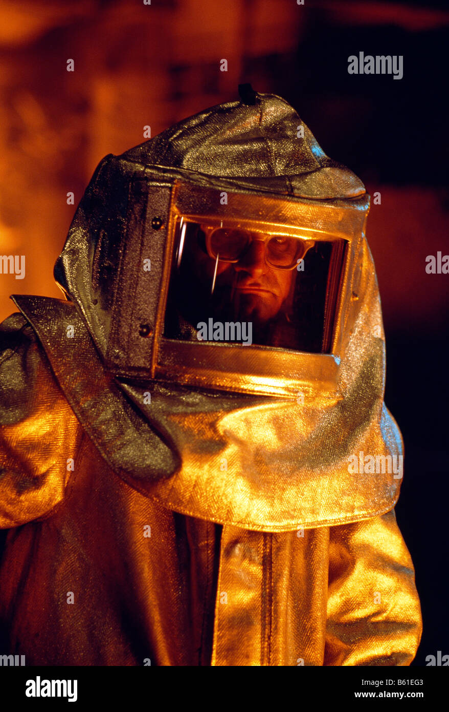 Steelworker, blast furnace cast house, Edgar Thomson Plant, US Steel ...