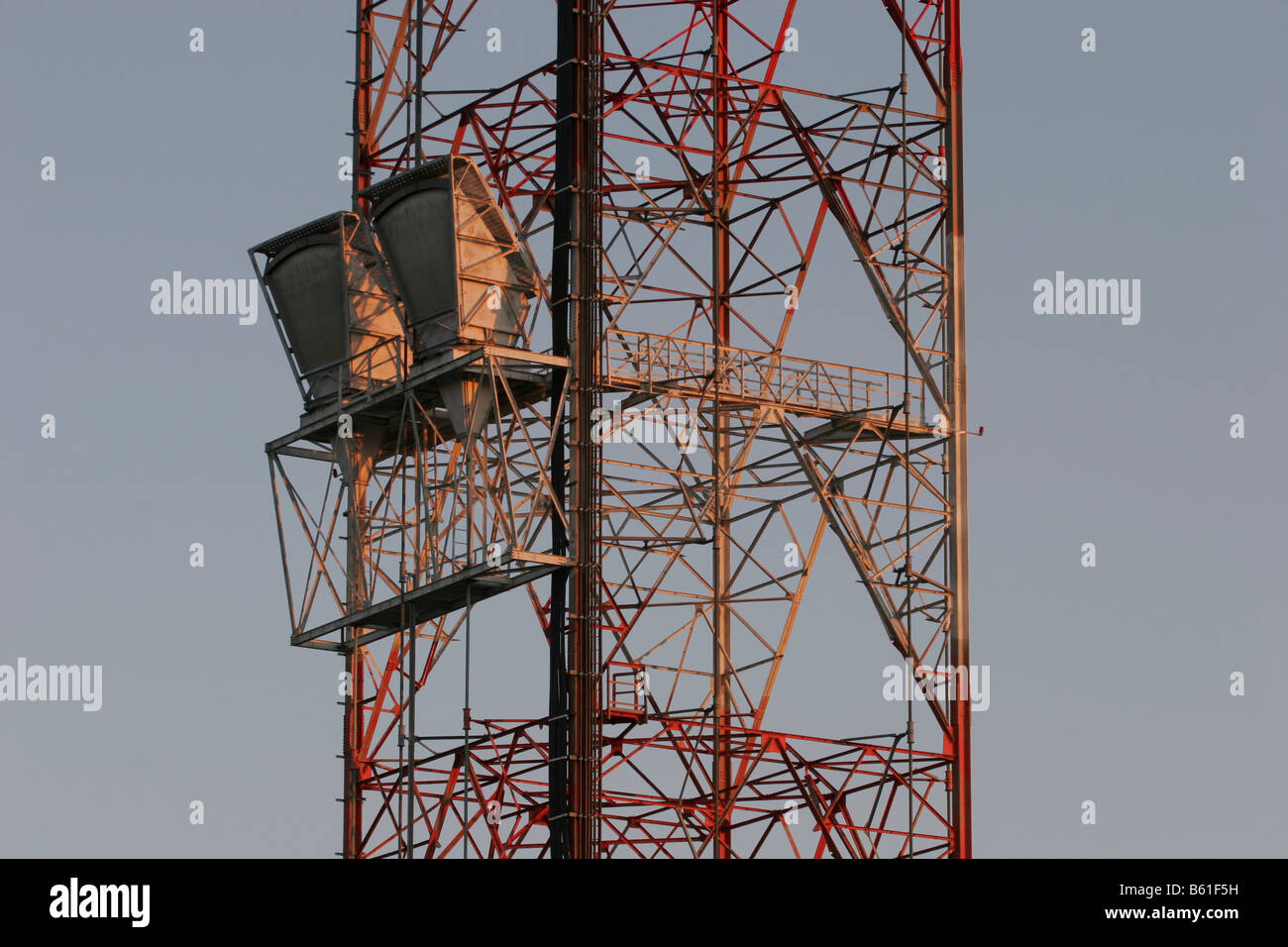 microwave telecommunication tower showing feedhorns Stock Photo - Alamy