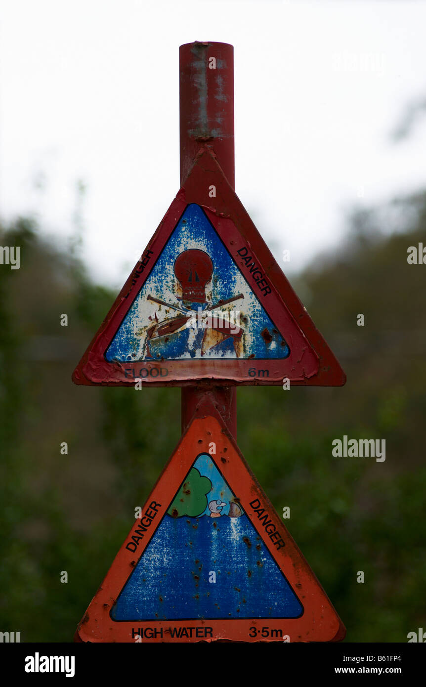 Old warning signs on the Yarra River Victoria Australia Stock Photo - Alamy