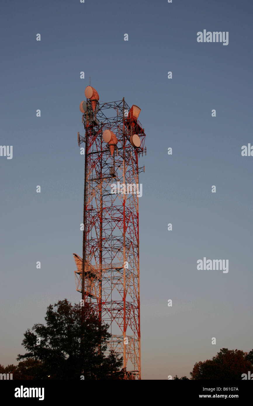 Microwave telecommunication tower Stock Photo - Alamy