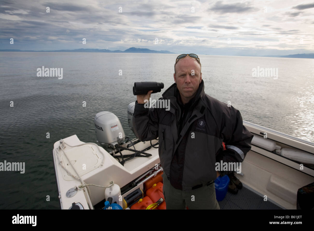 USA Alaska Self portrait of photographer Paul Souders aboard C Dory ...
