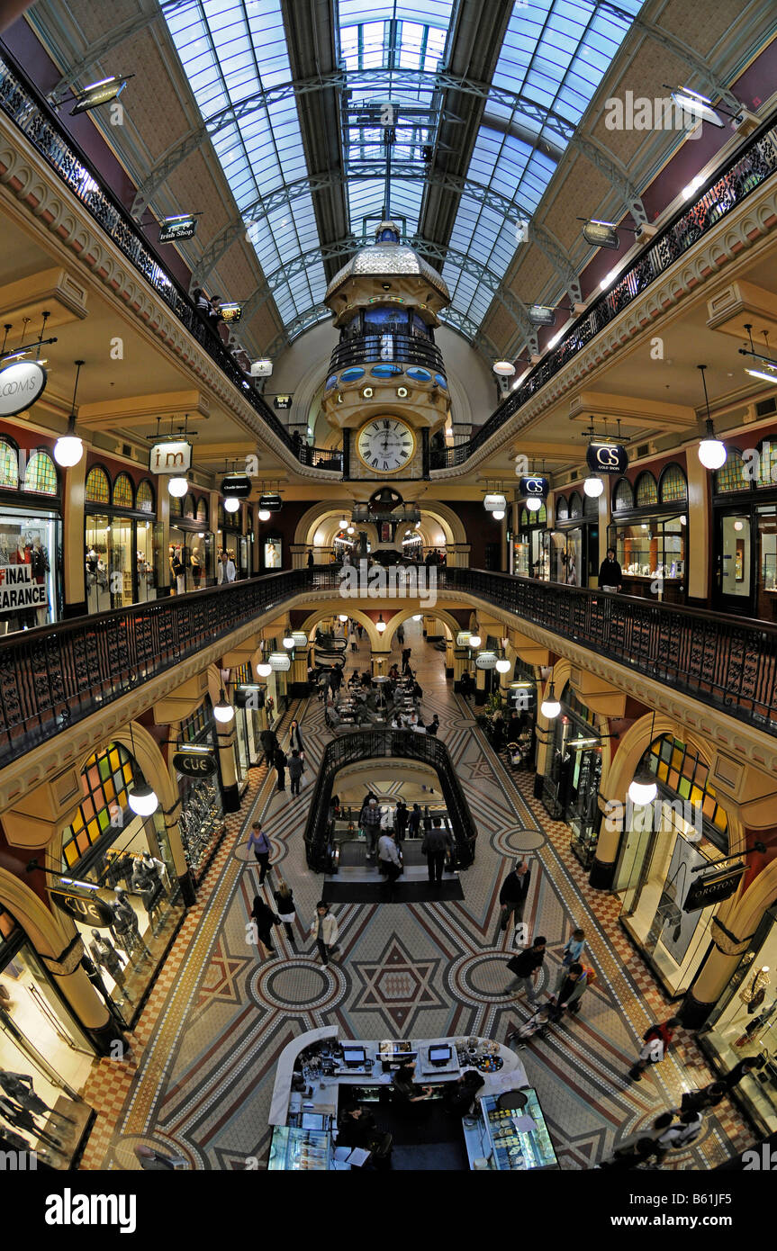 Queen Victoria Building, interior view of the shopping centre, Sydney ...