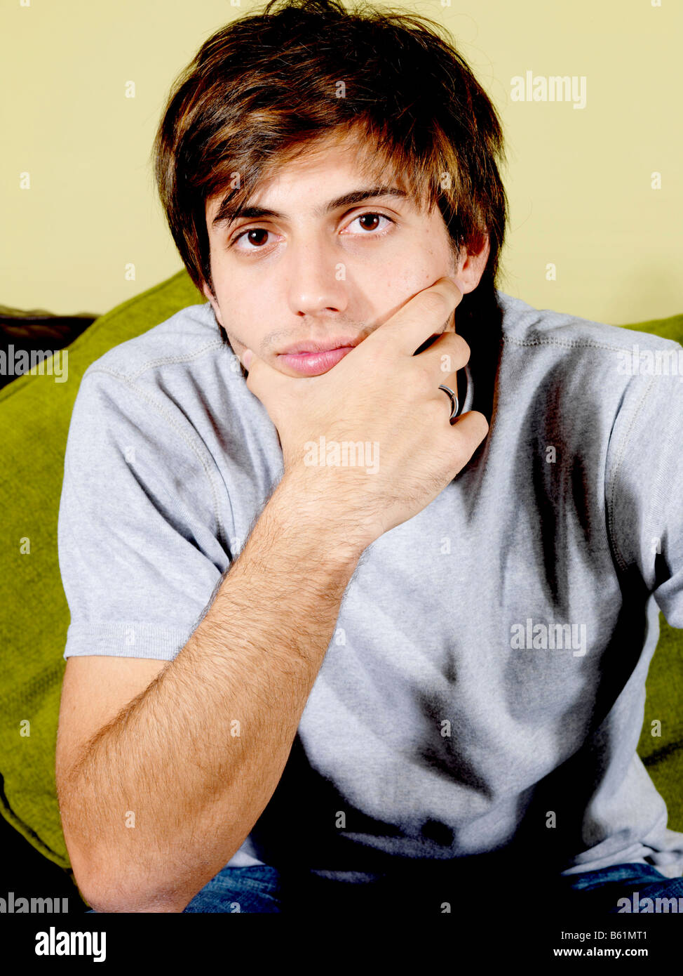 Thoughtful Young Man Model Released Stock Photo - Alamy