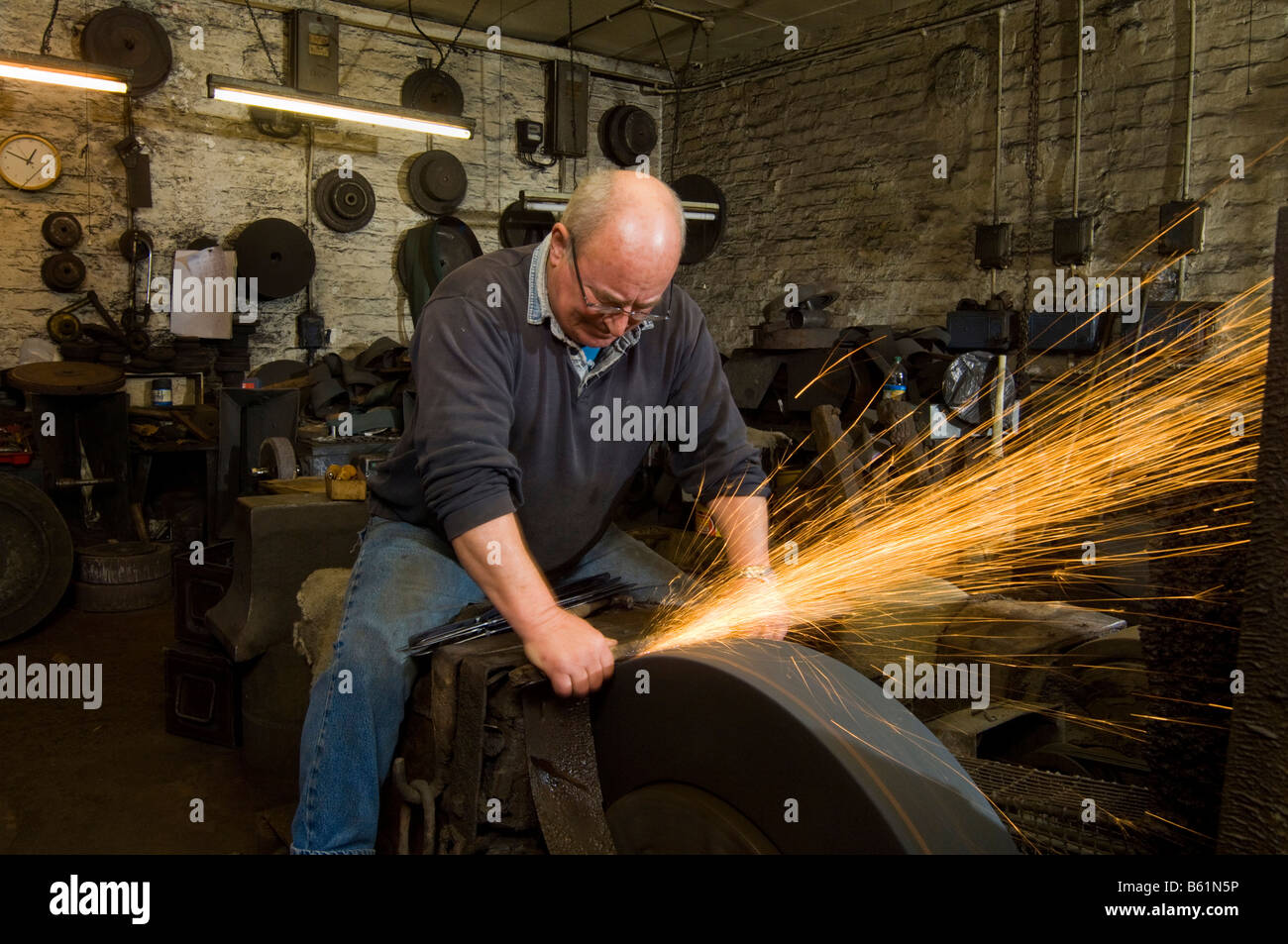 Brian Alcock Grinder Sheffield UK Stock Photo - Alamy