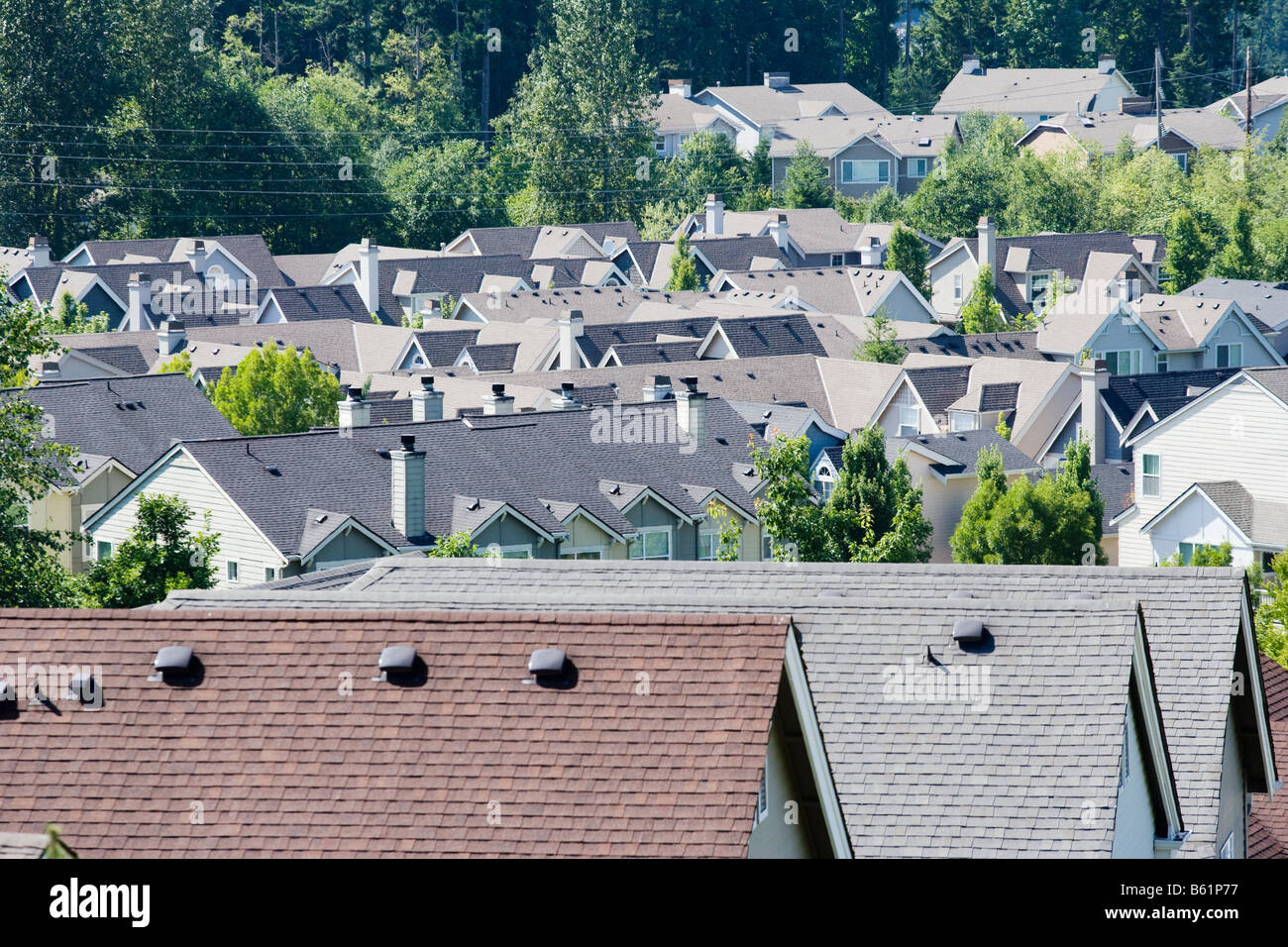 Rooftops of a housing development in the Issaquah Highlands Washington ...