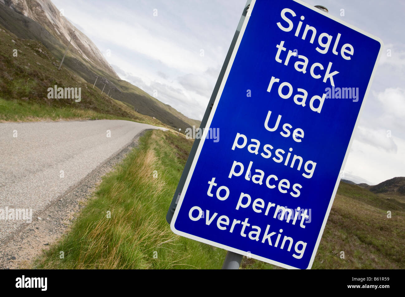 Road sign in northern Scotland warning of Single Track road Stock Photo ...