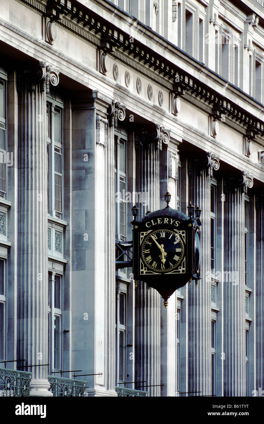 Colonnaded facade of Clery's department store, historic clock, O ...