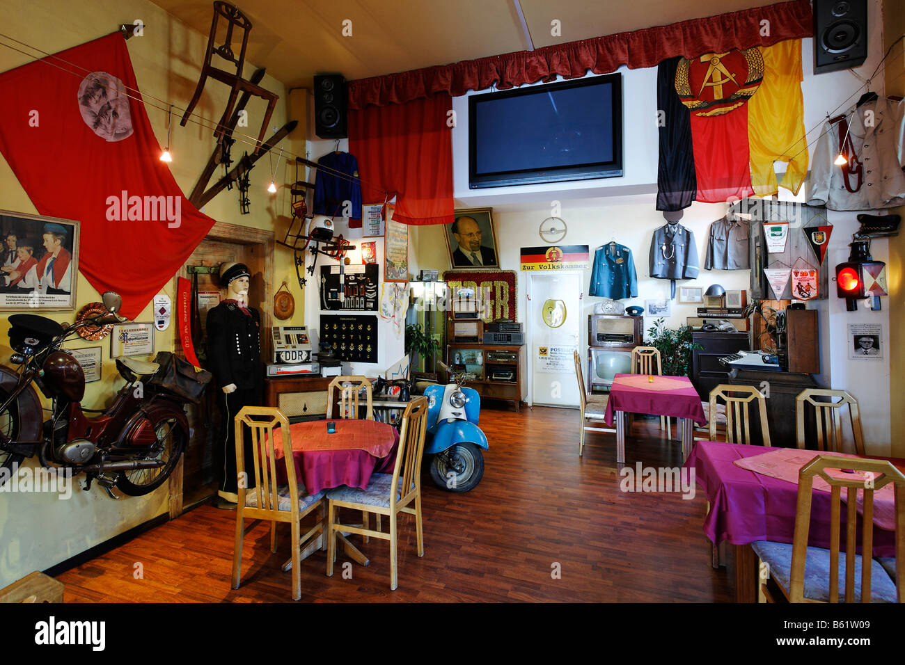 Ostalgie tavern Zur Molle, decorated with nostalgic East German ...