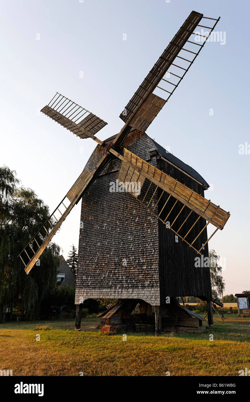 Historic post mill with wooden clapboard covering, Wilhelmsaue ...
