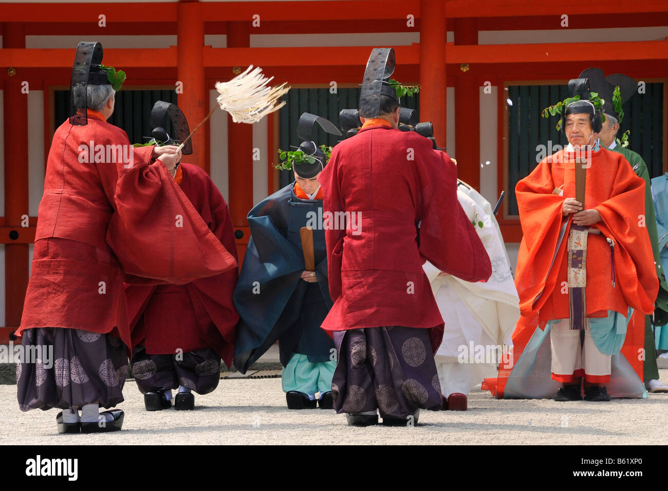 Devotional ceremony in the Shimogamo Shrine before the procession to ...