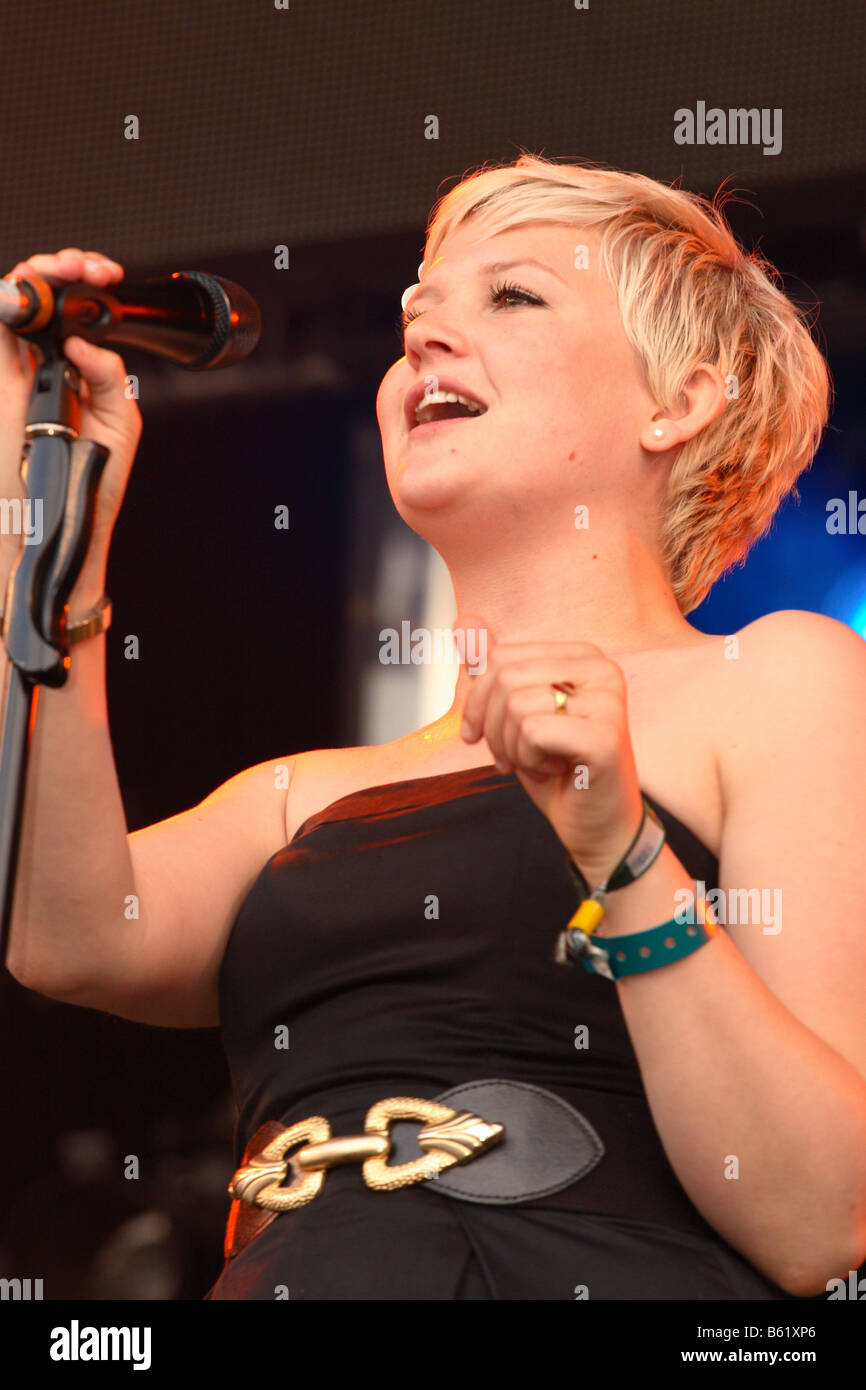 Alphabeat lead singer Stine Bramsen pop group band from Denmark singing ...