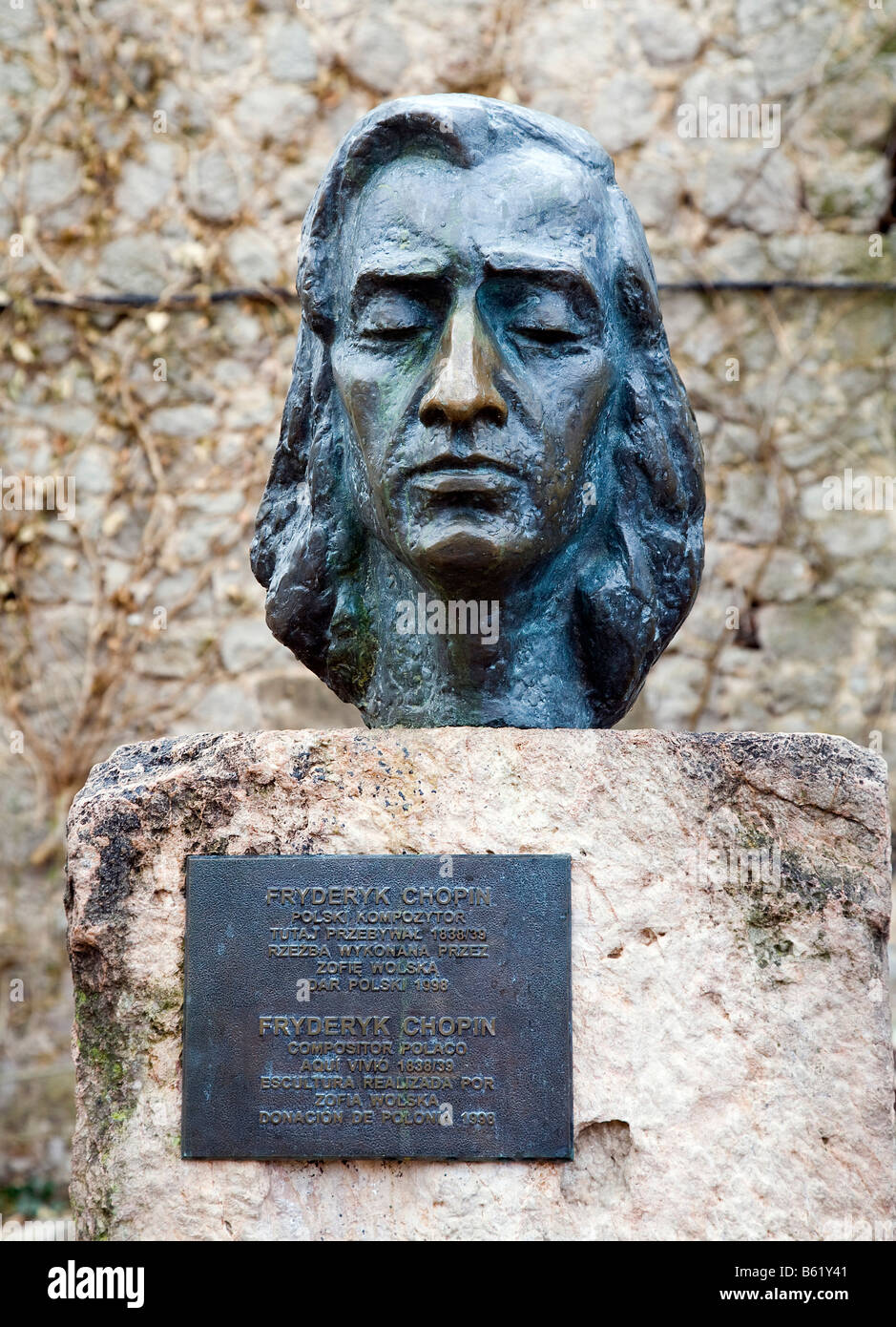 Bust of chopin in front of the charterhouse of valldemossa hi-res stock ...
