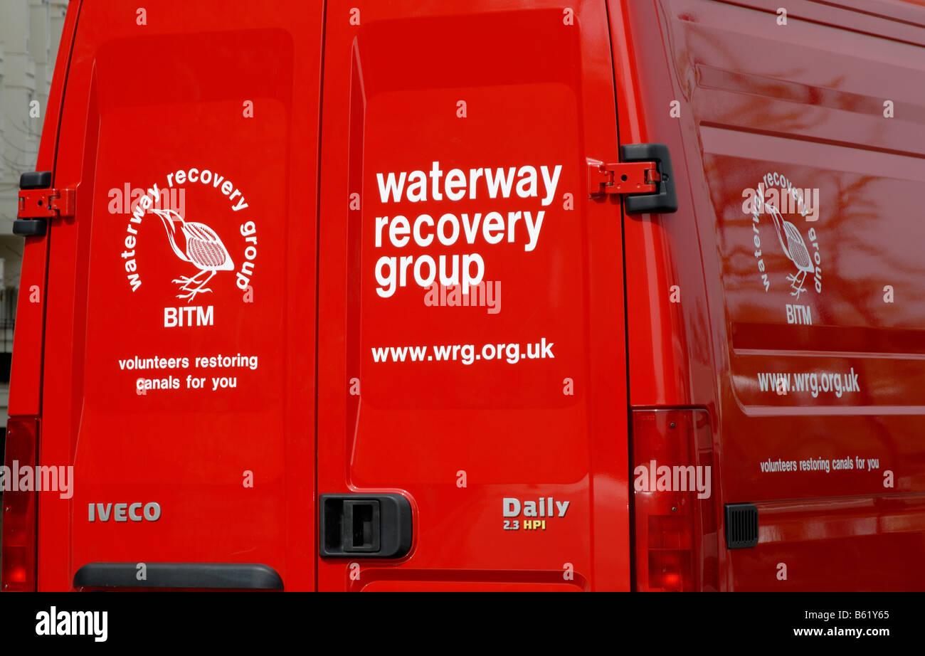 Waterway Recovery Group bright red van, Little Venice, London, England ...