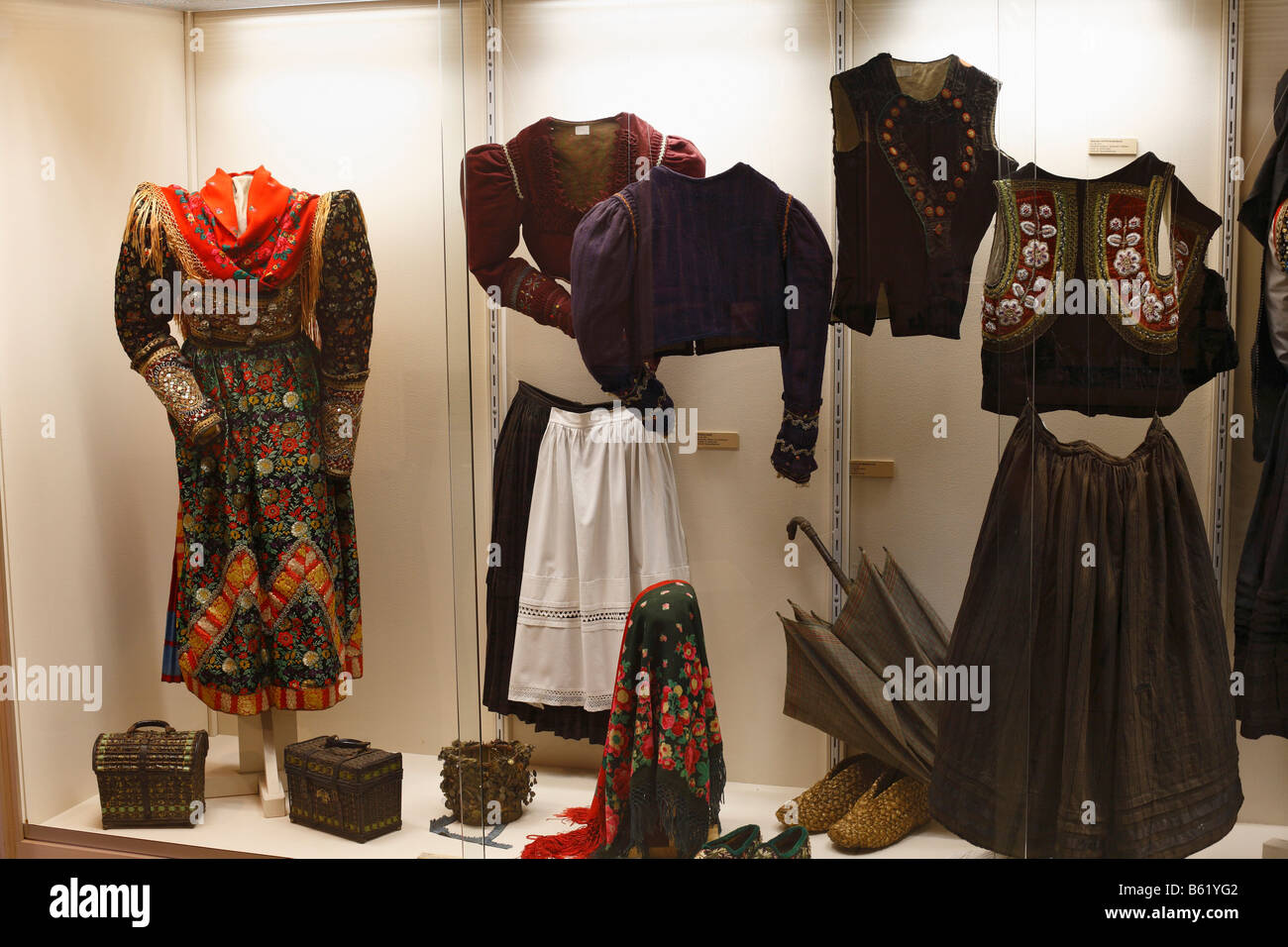 Traditional local costume in the Rhoen Museum in Fladungen, Rhoen ...