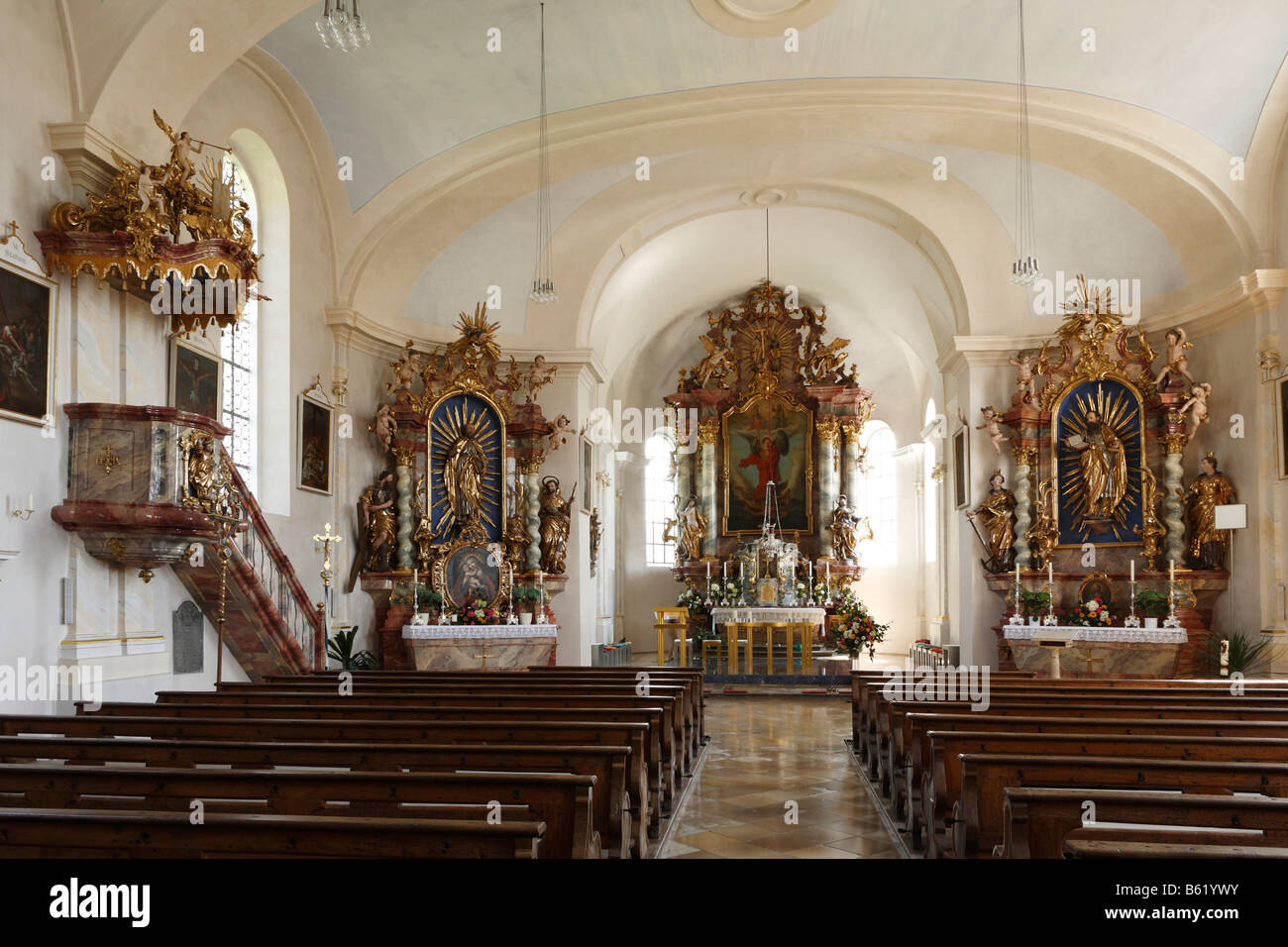 St. Michael Parish Church, interior view, Peiting, Pfaffenwinkel, Upper ...