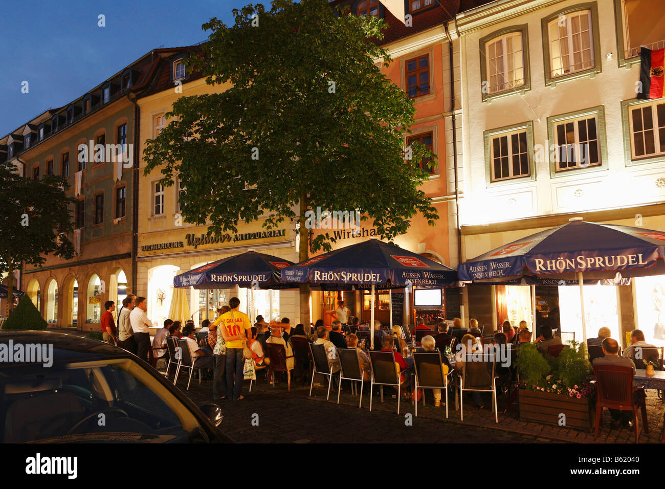 Street cafe in Friedrichstrasse, Fulda town centre, Rhoen, Hesse ...