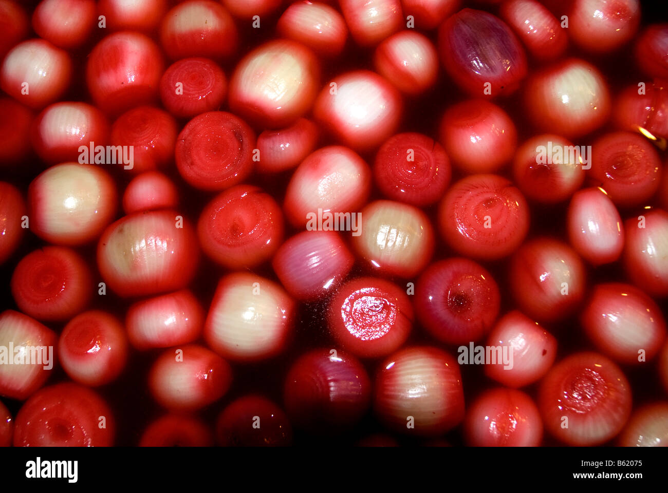 Pickled onions in red wine for sale at the Medieval Market in Elche ...