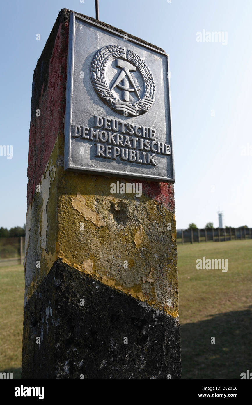 DDR border sign, Point Alpha Border Museum, Rasdorf/Geisa, Rhoen, Hesse ...