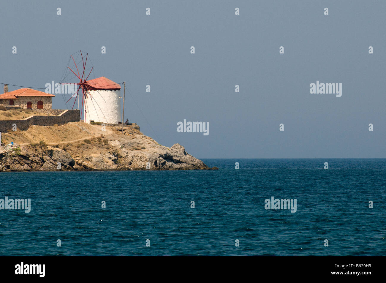 Windmill on Chios island Stock Photo - Alamy