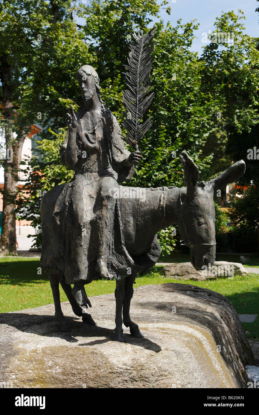 Jesus on a donkey, sculpture, Oberammergau, Upper Bavaria, Germany ...