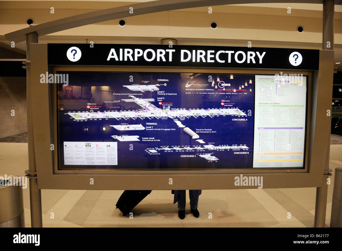 Airport directory display Stock Photo - Alamy