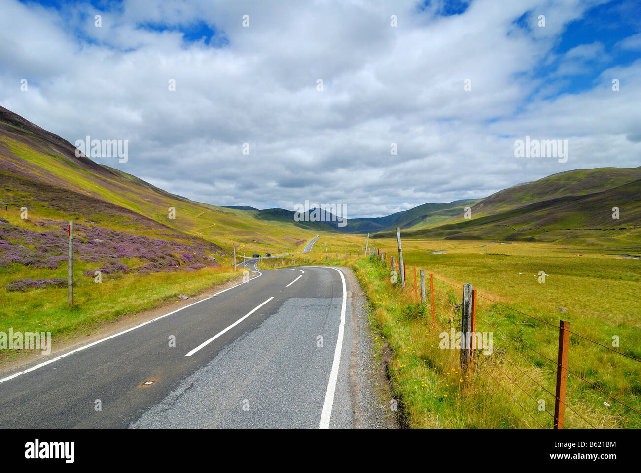Road through the landscape of the Grampian Mountains, Scotland, Great ...