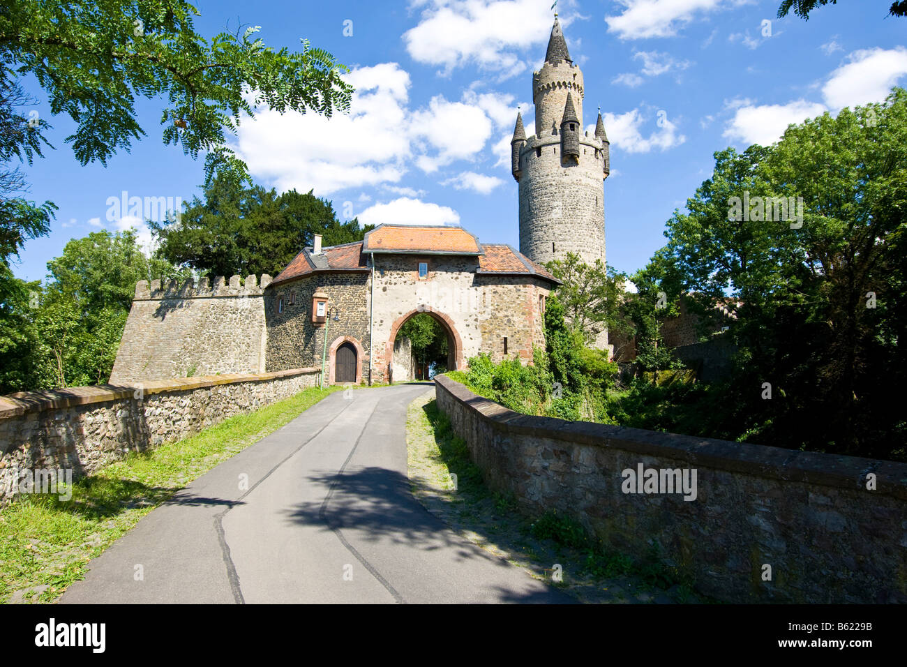 Adolfsturm Tower and the city wall of the Friedberg Castle, Wetterau ...