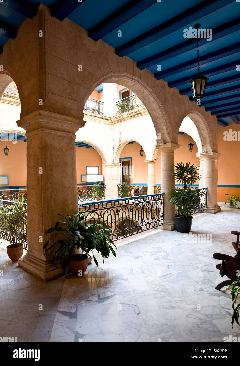 Inner courtyard in the Santa Isabel Hotel in Havana, Cuba, Caribbean ...