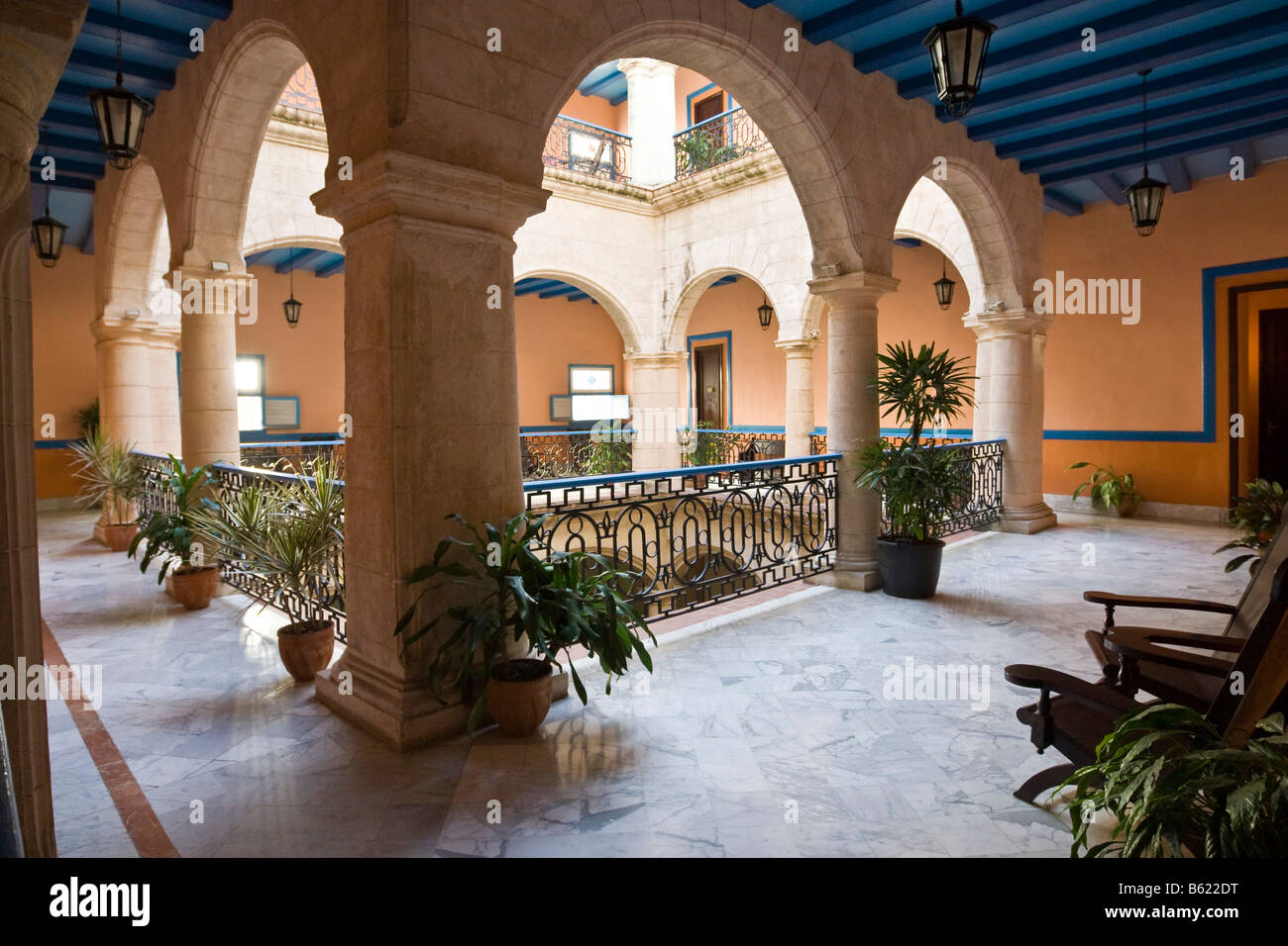Inner courtyard in the Santa Isabel Hotel in Havana, Cuba, Caribbean ...
